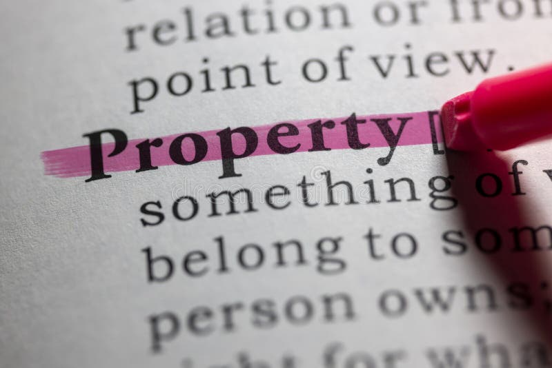 Dictionary Definition of Property Stock Photo - Image of highlighter ...