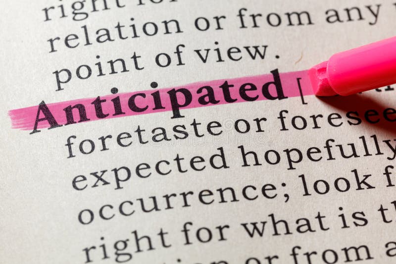 Dictionary Definition of the Word Anticipated Stock Photo - Image of ...