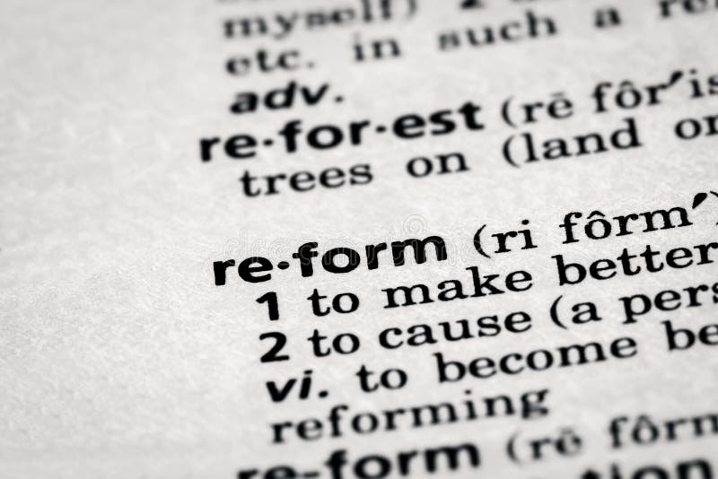 Dictionary Definition of the Word Reform in Focus. Stock Image - Image ...