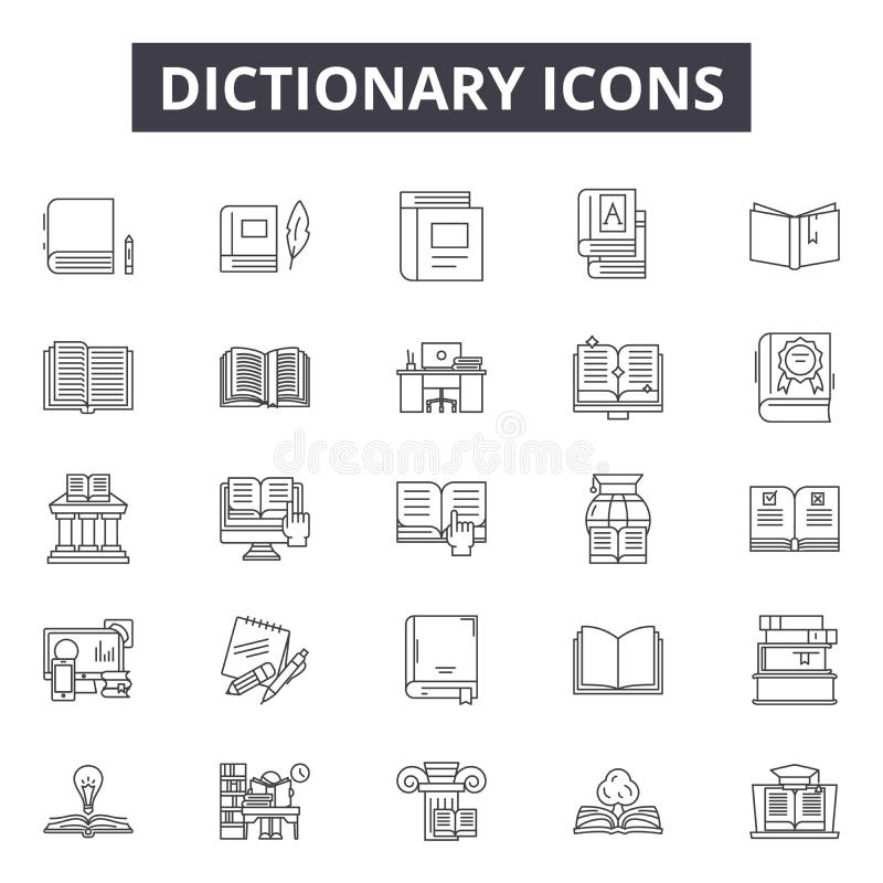 Dictionary Line Icons, Signs, Vector Set, Outline Illustration Concept ...