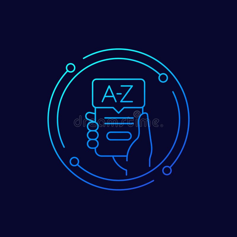 Dictionary Mobile App Icon, Linear Design Stock Vector - Illustration ...