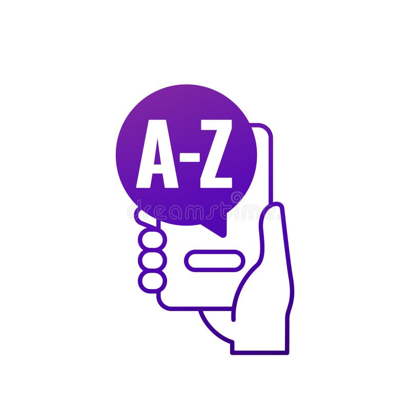Dictionary Mobile App Icon with a Phone in Hand Stock Vector ...