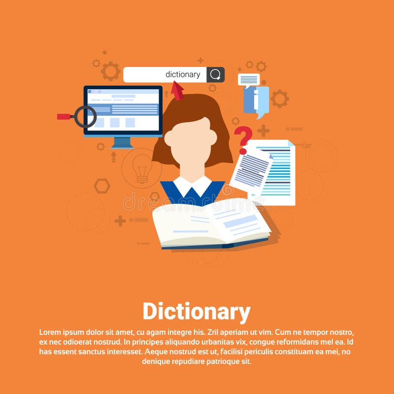 Dictionary Vocabulary Technology Translation Tool Web Banner Stock ...