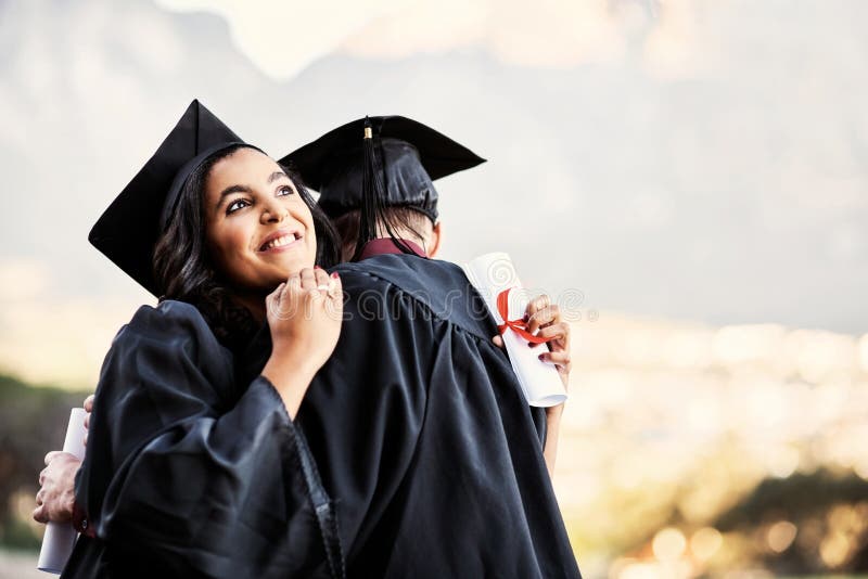 We Did it. Two Students Hugging Each Other on Graduation Day. Stock ...