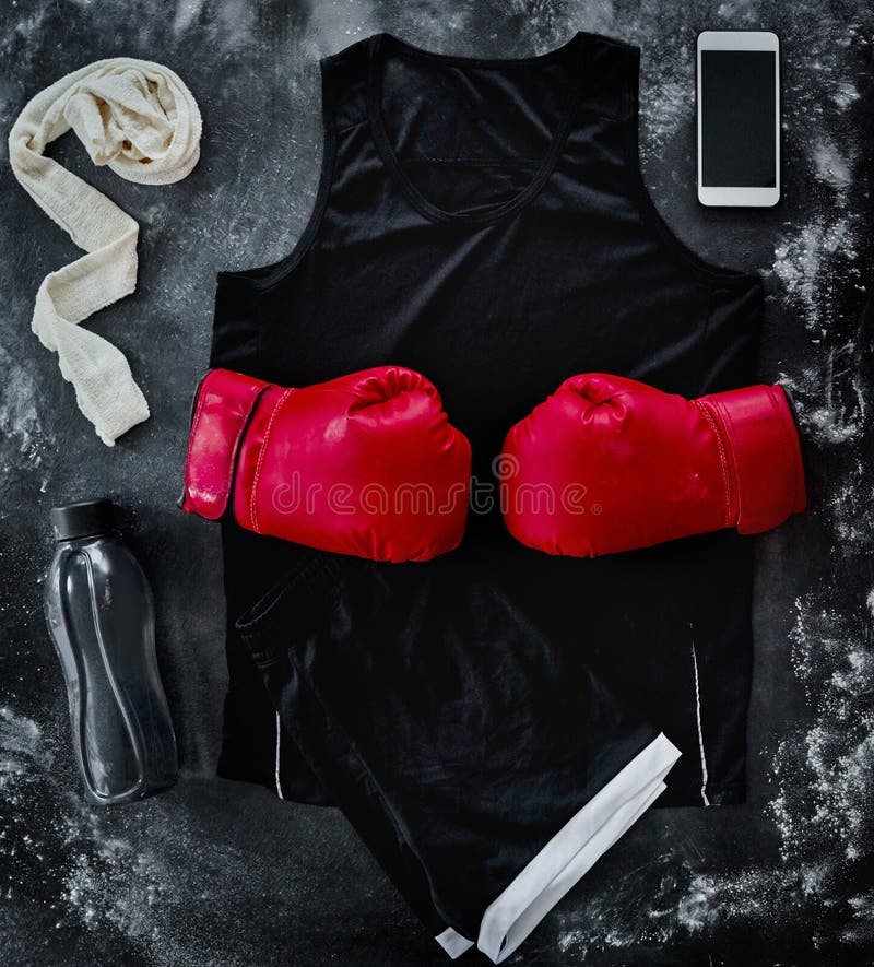 We Did Well. High Angle Shot of Boxing Essentials Placed on Top of a ...