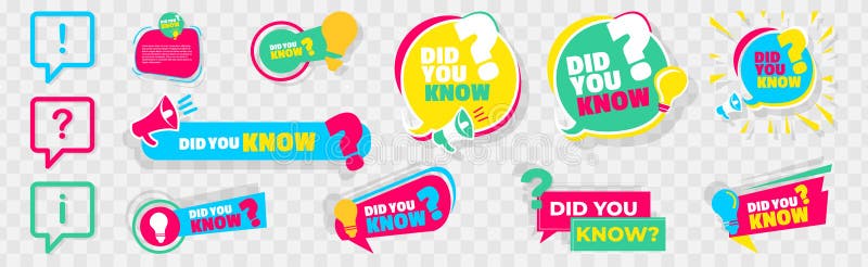 Did You Know Banner Collection with Megaphone in a Flat Design Stock ...