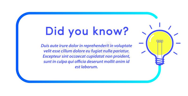 Did You Know Card Lightbulb for Life Hack Stock Vector - Illustration ...