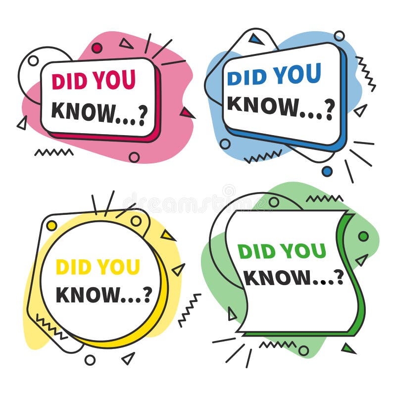 Did You Know the Creative Symbols Stickers Set. Fact Message Banner ...