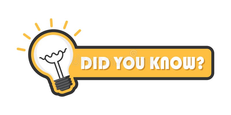 Did You Know Icon in Flat Style. Banner with Frame and Bulb Vector ...