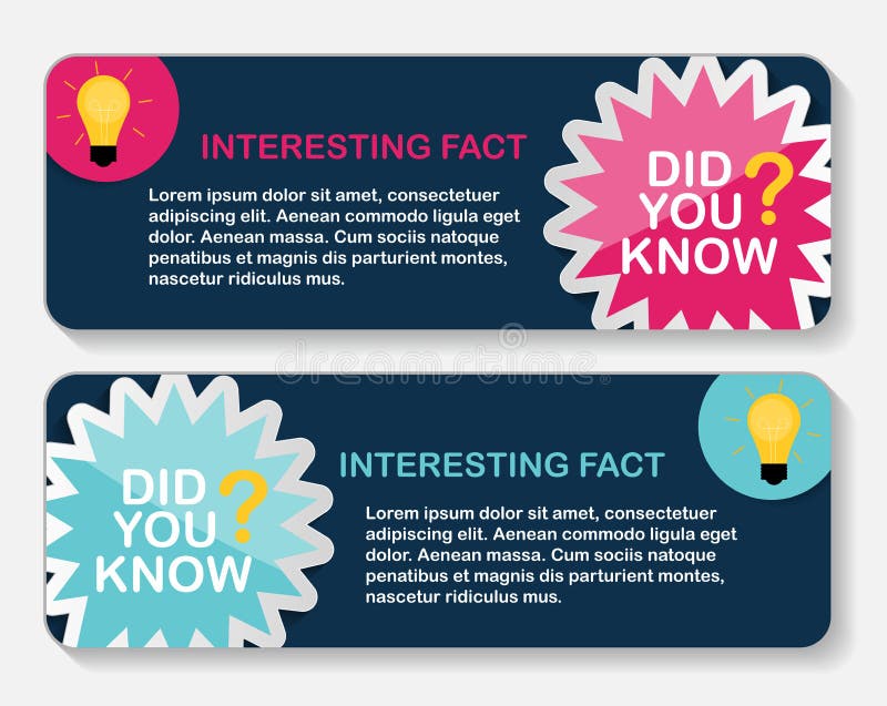 Did You Know Interesting Fact Label Sticker Set. Vector Illustration ...