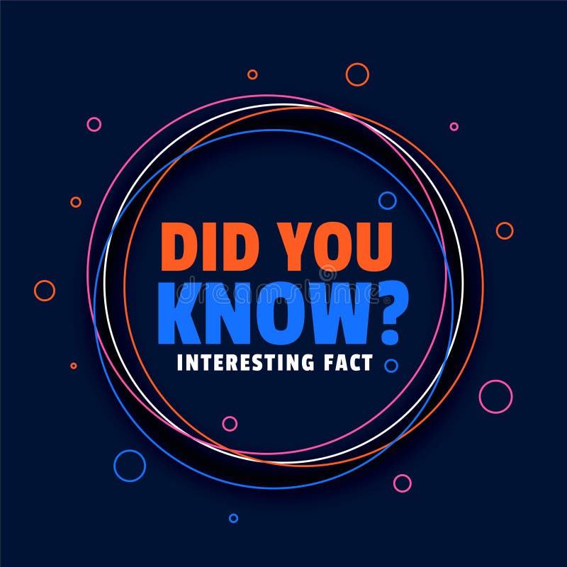 Did You Know Interesting Facts Background Design Stock Vector ...