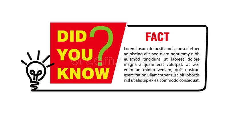 Did You Know Label Design with Light Bulb and Rays Stock Illustration ...