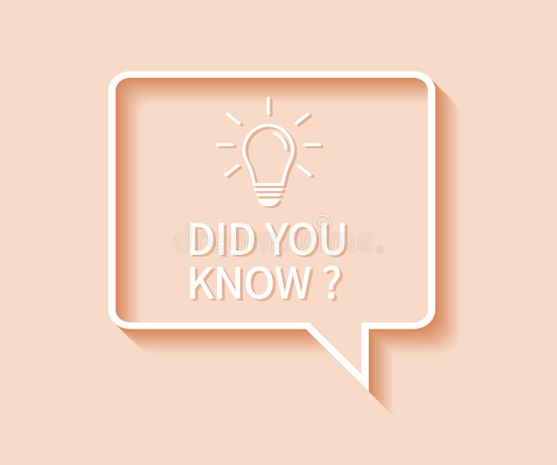 Did You Know. Message Bubble with Light Bulb. Creative Idea and ...