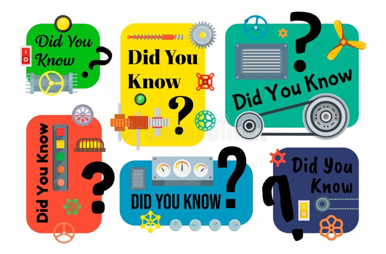 Did You Know Technology Engineering Machinery Quick Tips Set Vector Flat Illustration Stock ...