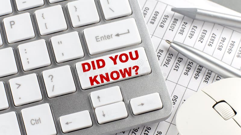 DID YOU KNOW Text on a Keyboard Wirh Chart and Pencil Stock Photo ...