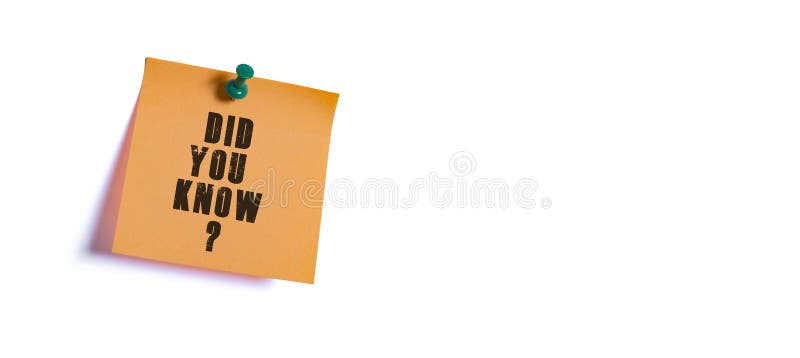 Did You Know ? Text Message on the Sticky Paper Stock Photo - Image of ...