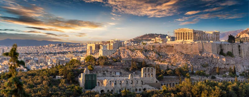 Die Akropolis Von Athen, Griechenland Stockbild - Bild von athen, abend ...