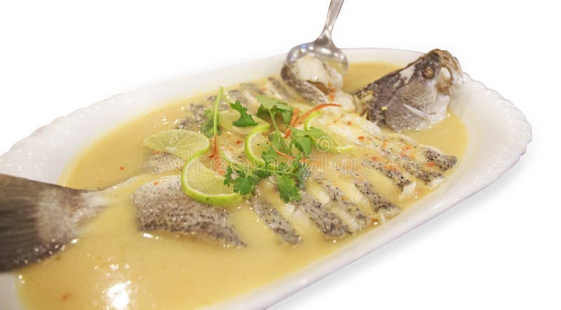 Steamed Basa Fish in Lime Dressing Stock Photo - Image of meal, lemon ...