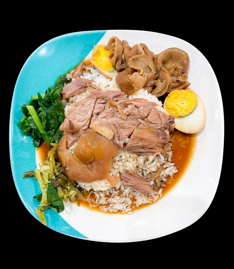 Top View of Pork Leg Stew with Rice, Focus Selective Stock Image ...