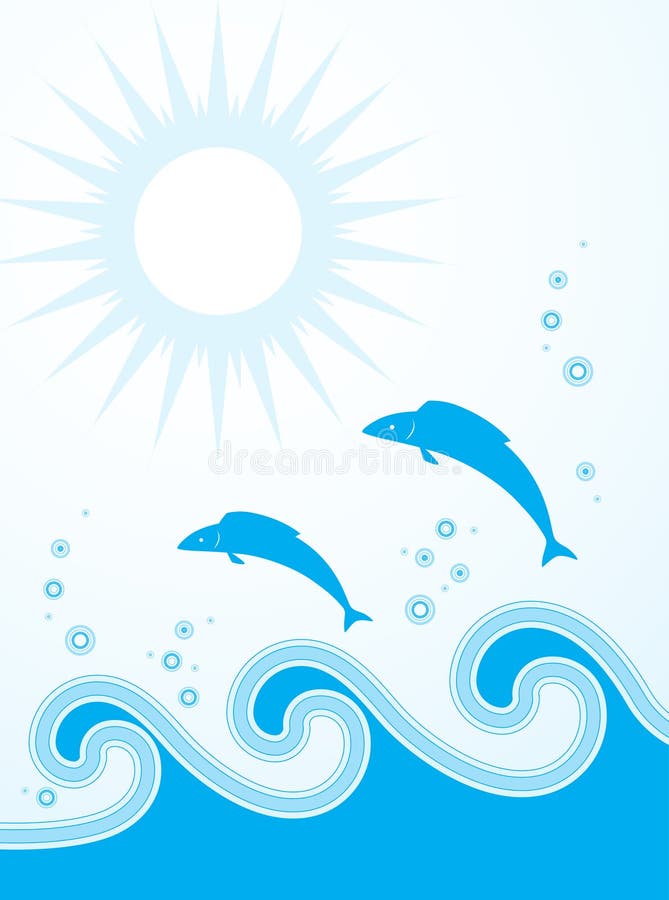 Die Fische Springend über Die Wellen Vektor Abbildung - Illustration ...