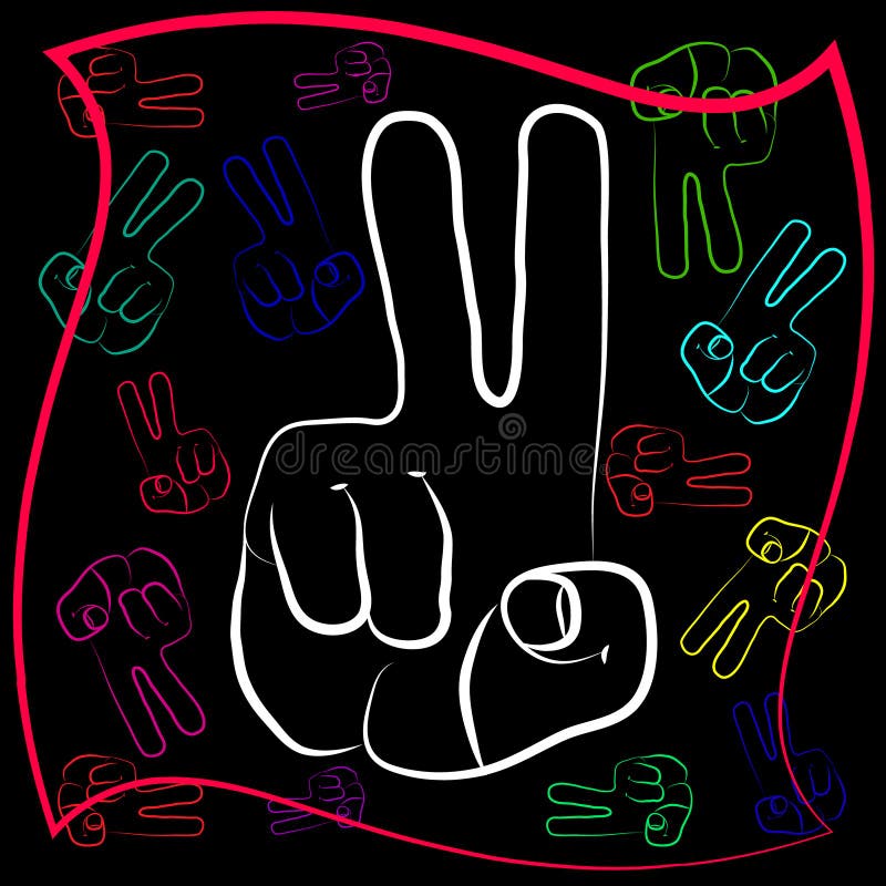 Die Geste Der Hand Mit Ausgestreckt Mit Zwei Fingern Vektor Abbildung ...