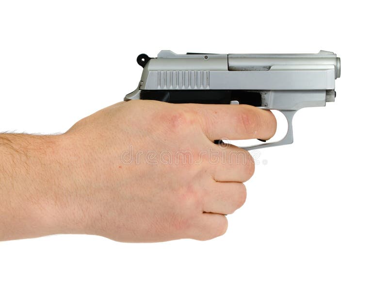 Die Hand Des Mannes Mit Einem Gewehr Stockfoto - Bild von verbrechen ...