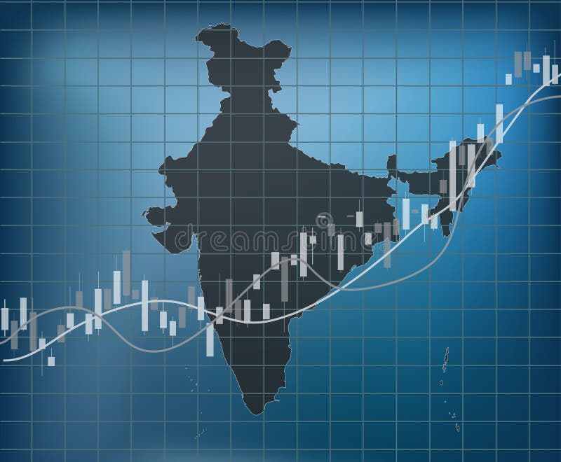 Indien-Wirtschaft, Die Mit Diagrammdiagramm Aufwuchs Stock Abbildung ...