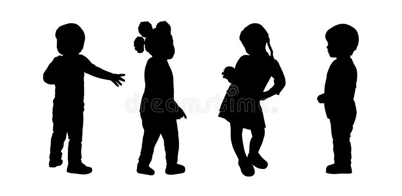 Die Kinder, Die Schattenbilder Stehen, Stellten 2 Ein Stock Abbildung ...