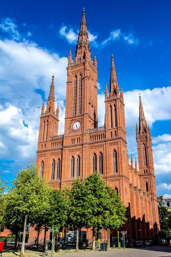 Die Marktkirche in Wiesbaden, Deutschland Stockfoto - Bild von christ ...