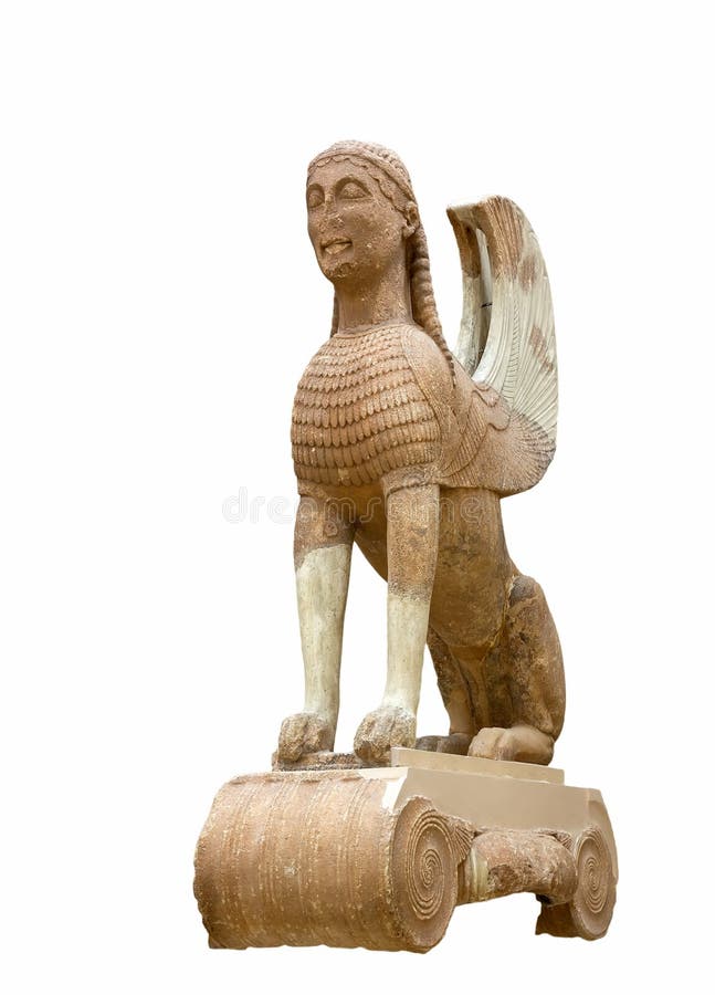 Die Naxos Sphinx, Delphi, Griechenland Stockbild - Bild von erbe ...