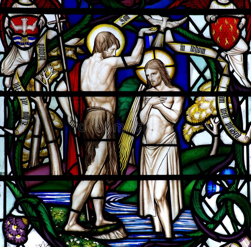 Die Taufe Von Jesus Christ Im Buntglas Stockbild - Bild von foto ...