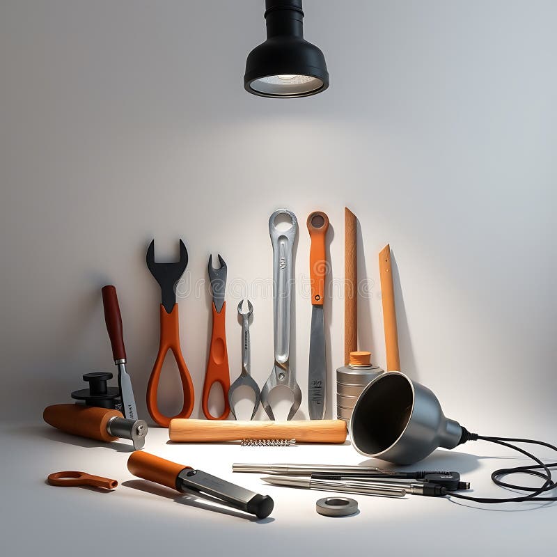 Die Tools in a Minimalist Studio Setting with Soft Shadowing and a ...