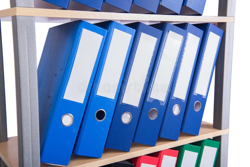 Ordner auf einem Regal stockfoto. Bild von datei, organisation - 210673990