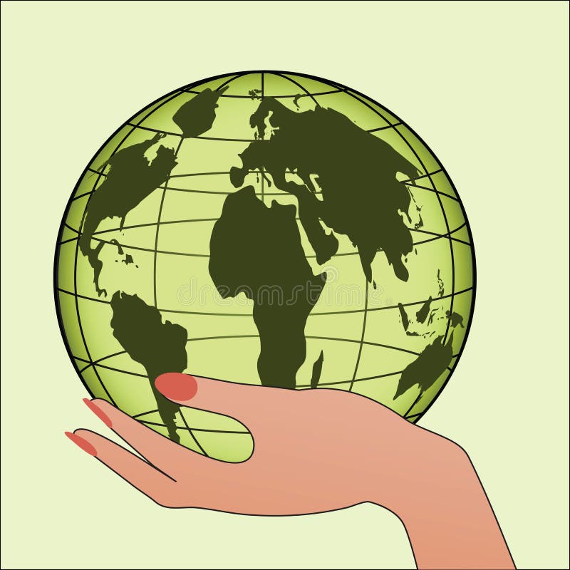 Hand, welche die Welt hält vektor abbildung. Illustration von mann ...
