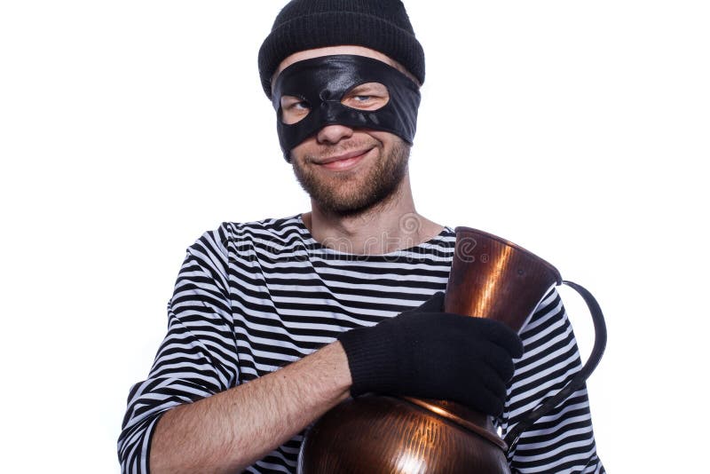 Dieb mit antikem Vase. stockfoto. Bild von geschickt - 38976768