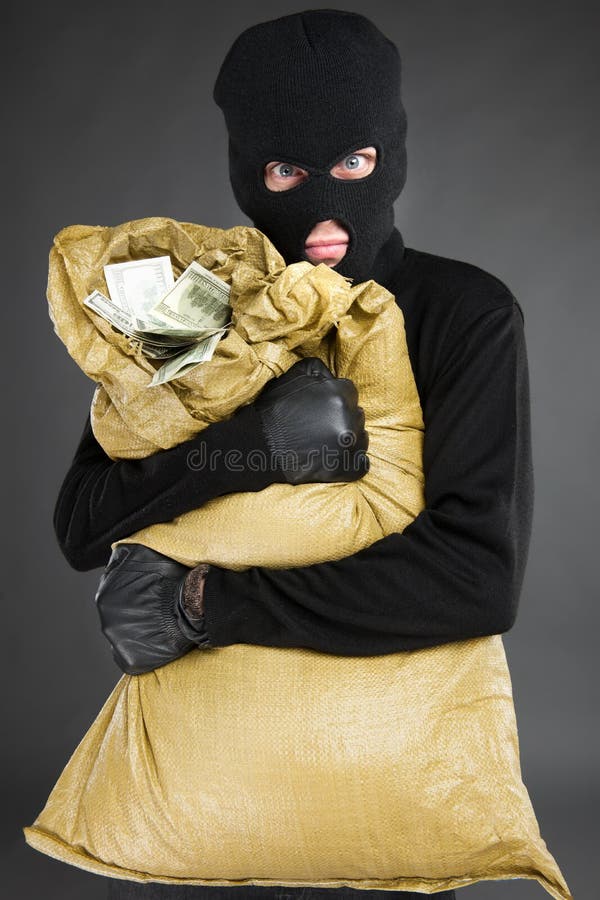 Dieb Mit Gestohlenem Beutel Stockbild - Bild von psycho, straßenräuber ...