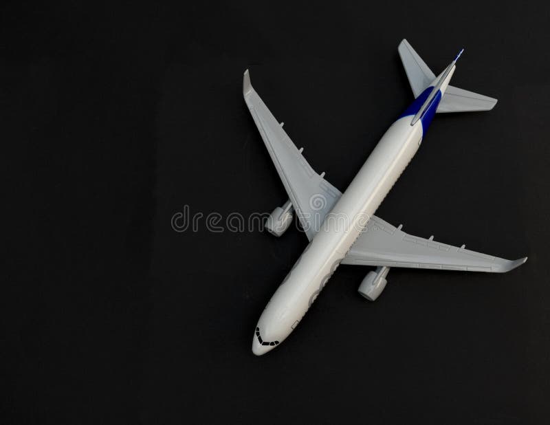 Diecast Airplane Model on Black Background High Angle View Stock Image ...