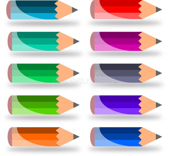 Dieci piccole matite illustrazione vettoriale. Illustrazione di marrone ...