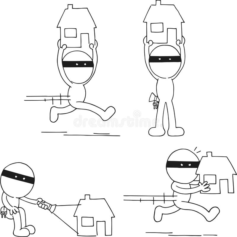 Dief Cartoon Set stock illustratie. Illustration of inbreker - 41033908