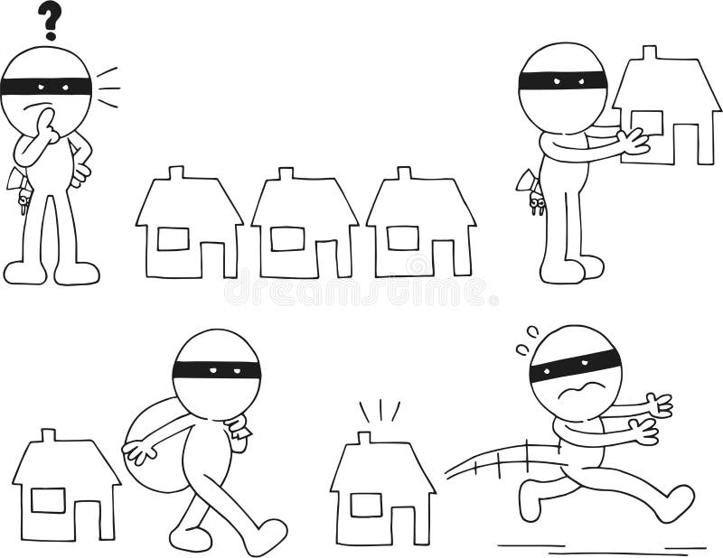 Dief Cartoon Set stock illustratie. Illustration of flitslicht - 41034259