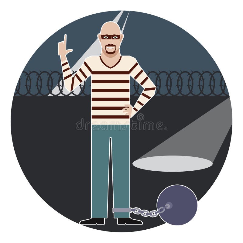 Dief in de Gevangenis vector illustratie. Illustration of ketting ...