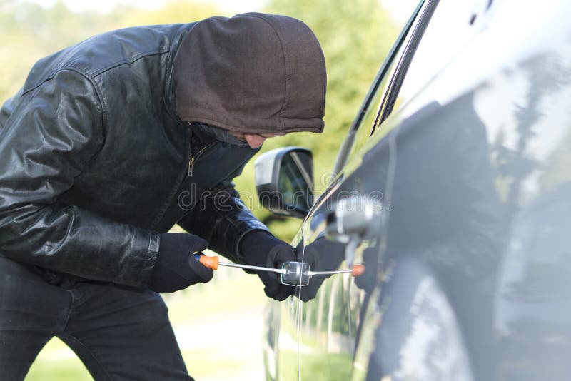 Dief die een auto stelen stock illustratie. Illustration of ingang ...