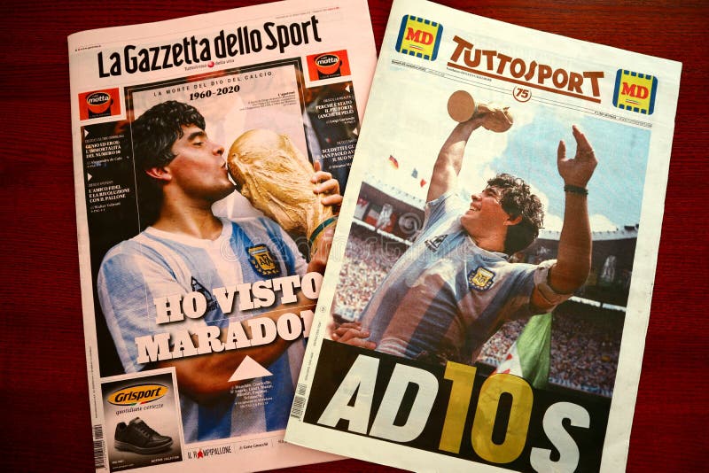 Diego Armando MARADONA 1960-2020 Italian Front Page Newspapers ...