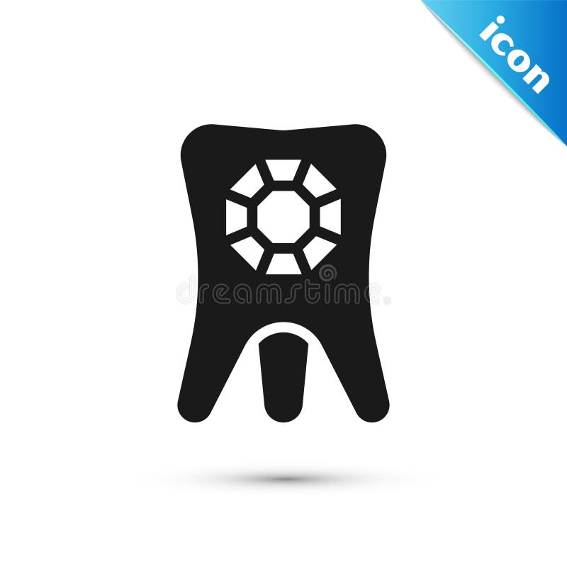 Diente Gris Con Icono De Diamante Aislado Sobre Fondo Blanco. Vector ...
