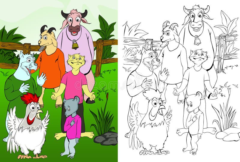 Dier-koe-geit-hond-kat-muis-kip Stock Foto - Illustration of groep ...