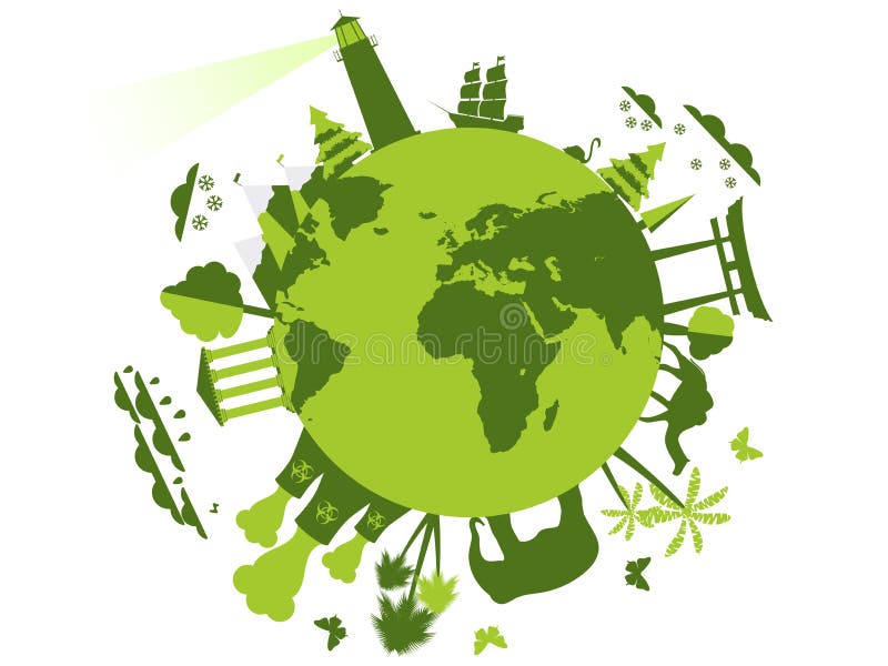 Dieren En Aantrekkelijkheden Op De Planeet, Het Milieu Vector ...