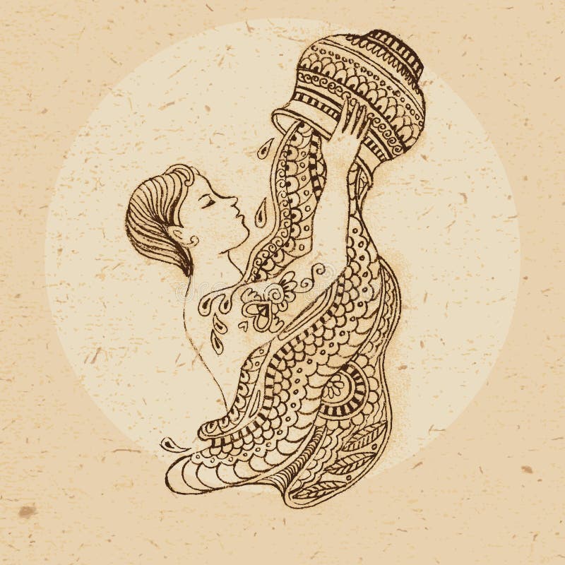 Dierenriemteken - Waterman vector illustratie. Illustration of aqua ...