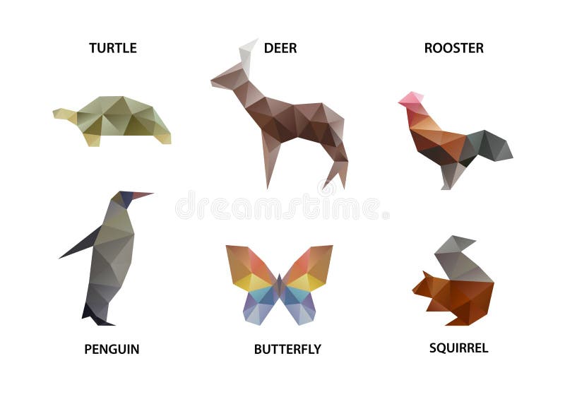 Geometrische Dierensilhouetten Reeks Veelhoeken Vector Illustratie ...