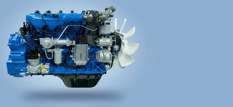 Diesel Engine on Blue Background Stock Image - Image of service ...
