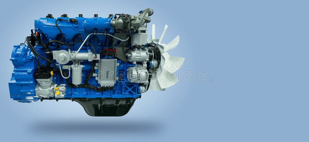 Diesel Engine on Blue Background Stock Image - Image of service ...